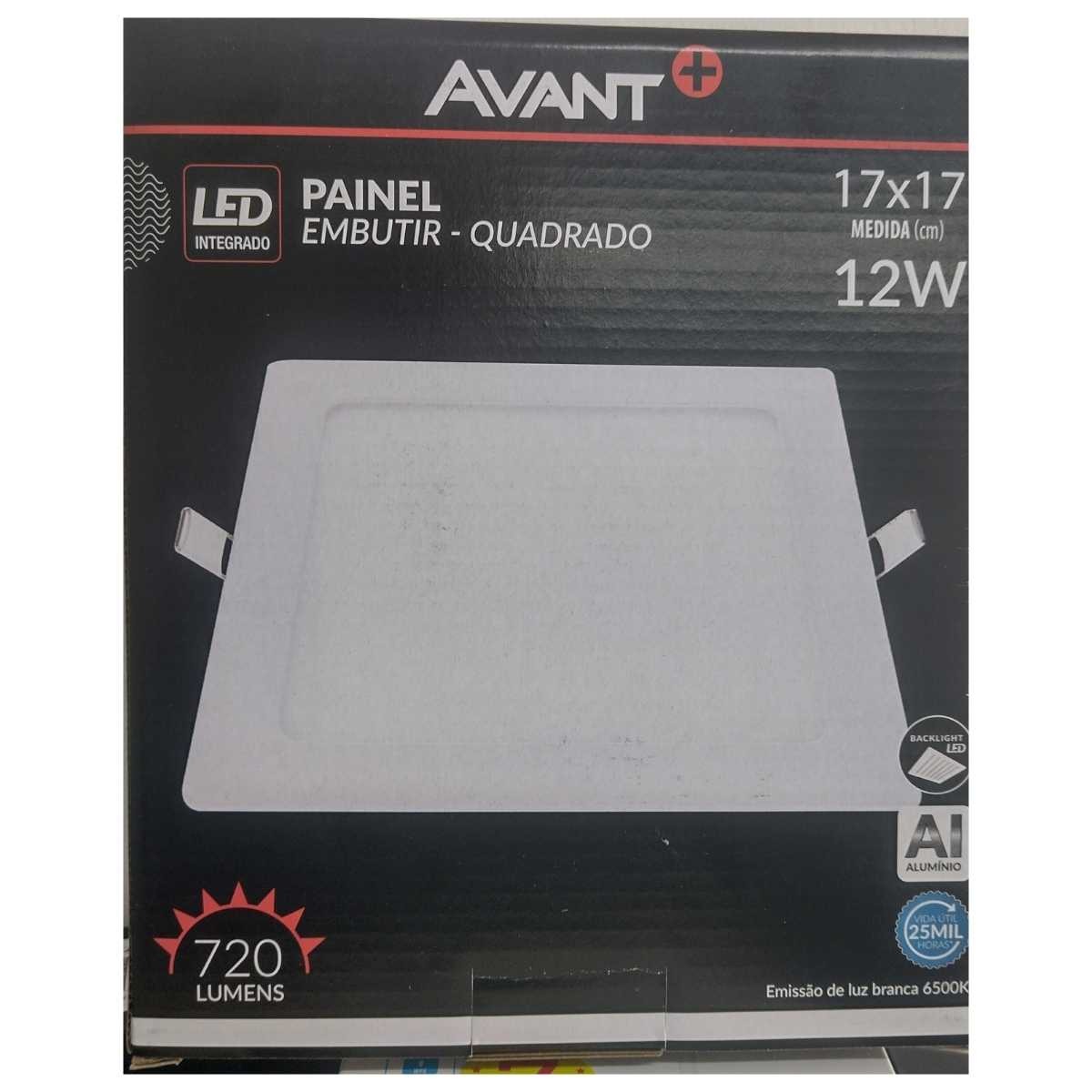 Painel quadrado de embutir 17x17 12w bivolt - Avant - Loja Sulplaster ...